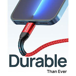 BLACKSYNCZE iPhone Charger, 6.6 FT MFi Certified Lightning Cable Fast Charging Nylon Braided Long iPhone Charger Cord Compatible with iPhone 13 12 11 Pro Max XS XR X 8 7 6S 6 Plus SE 5S - Red