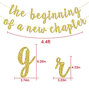 The Beginning Of A New Chapter Banner, Baby Shower, Graduation, Retirement, Farewell, Wedding Decorations, Gold Glitter