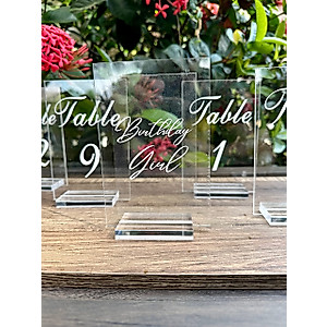 Elegant Acrylic Table Numbers for Wedding Reception - Set of 20 Table Numbers 1-20 +1 Personalized Table Sign - Modern and Clear Design for Easy Visibility