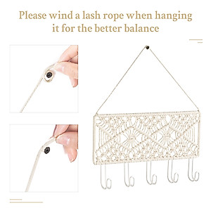 Mkono Macrame Hanging Shelves Key Holder Boho Wall Decor