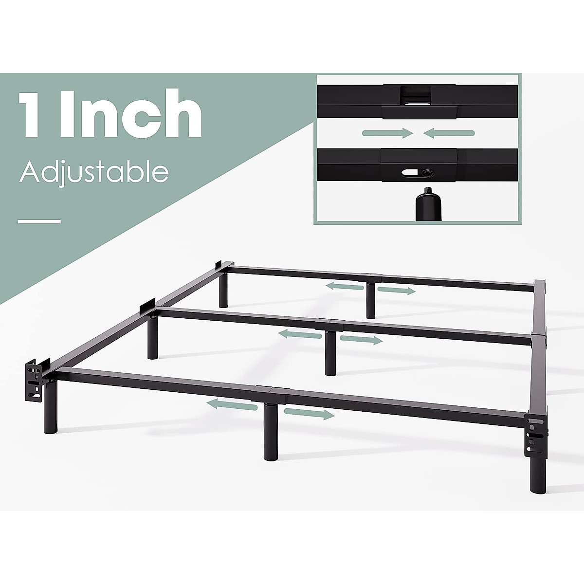 RLDVAY 7 Inch Metal Queen-Bed-Frame for Box Spring, Quick & Easy Assembly, Heavy Duty Queen Size Noise Free, Black