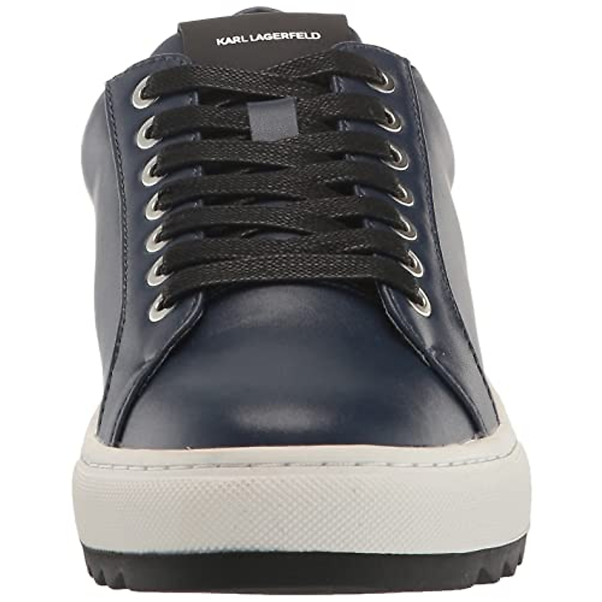 Karl Lagerfeld Paris Men's Recycled Leather Low top Sneaker, Navy, 9