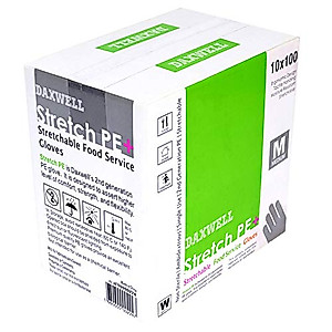 Daxwell Food Safe Stretch Poly Gloves (Medium, 1,000 Count) Non-Latex, Disposable, Food Handling Use, Powder Free, F10000224,White