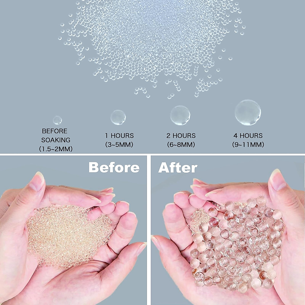 FALAMON 60000 Clear Water Beads, Water Gel Beads for Vase Filler, Floating Pearls, Christmas Decoration, Wedding Centerpiece, Floating Candles, Planting, Floral Decoration (Clear)