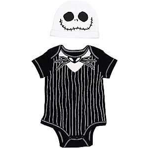Disney Nightmare Before Christmas Jack Skellington Newborn Baby Boys Cosplay Bodysuit and Hat Newborn