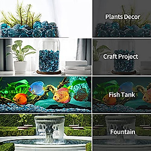 APROMISE Fire Glass for Fire Pit - 3/4 inch Fire Pit Glass Beads | Shiny Fire Glass for Propane/Gas Fire Pit and Fireplace | Flat Glass Marbles for Vase & Aquarium & Garden | 10lbs | Caribbean Blue