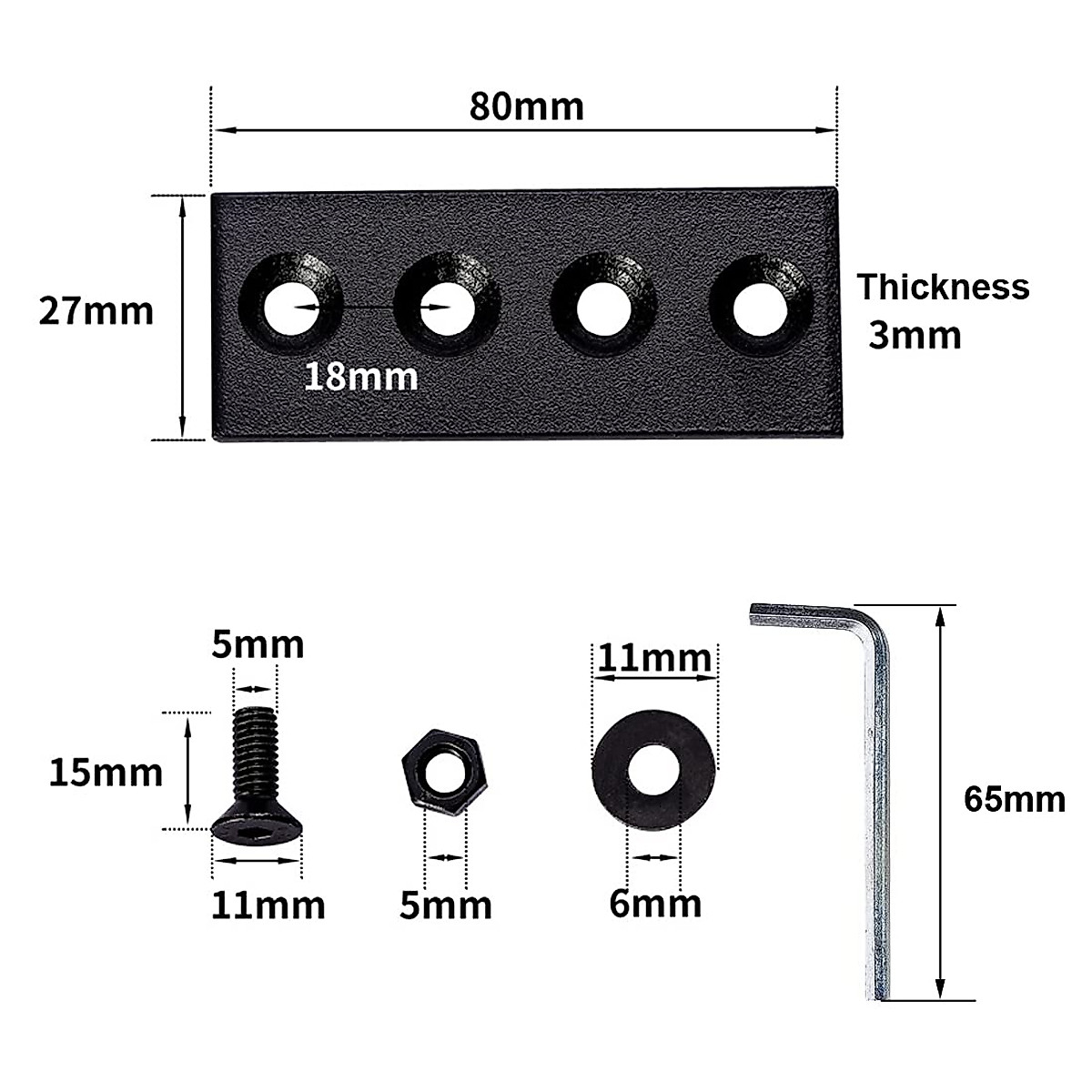 Interior Sliding Barn Door Hardware Connecting Adaptor, 3.15 inch Metal Joining Plate Repairing Fastener, Set of 2 Carbon Steel Hardware Track Connector Metal Splicing Piece, Matte Black