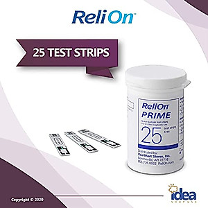 ReliOn Prime Blood Glucose Test Strips, 25 Ct (3 Pack) Bundle with Exclusive Look After Your Diabetes - Better Idea Guide (4 Items)