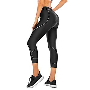 4ucycling Padded Bike Shorts Women|3/4 |Long Tights|3D|UPF 50+ Womens Biking Pants Women's Cycling