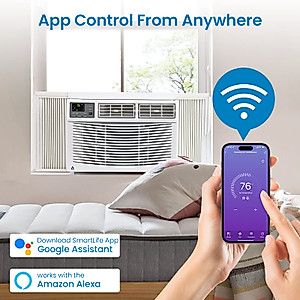 Acekool 8000 BTU Smart Window Air Conditioner & 6000 BTU Smart Air Conditioner Window Unit, 110-115V Window AC Unit with Remote/App Control and Dehumidify Function, Cools 250 Sq.ft