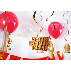 FINALLY LEGAL Red & Gold Party Pack - 21st Birthday Banner, Balloon and Swirls Pack- Birthday Decorations - 21st Birthday Party Supplies, Favors and Gifts