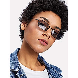 FEISEDY Vintage Small Rectangle Sunglasses Women Men Retro Trendy Square Metal Frame Sun Glasses B2295
