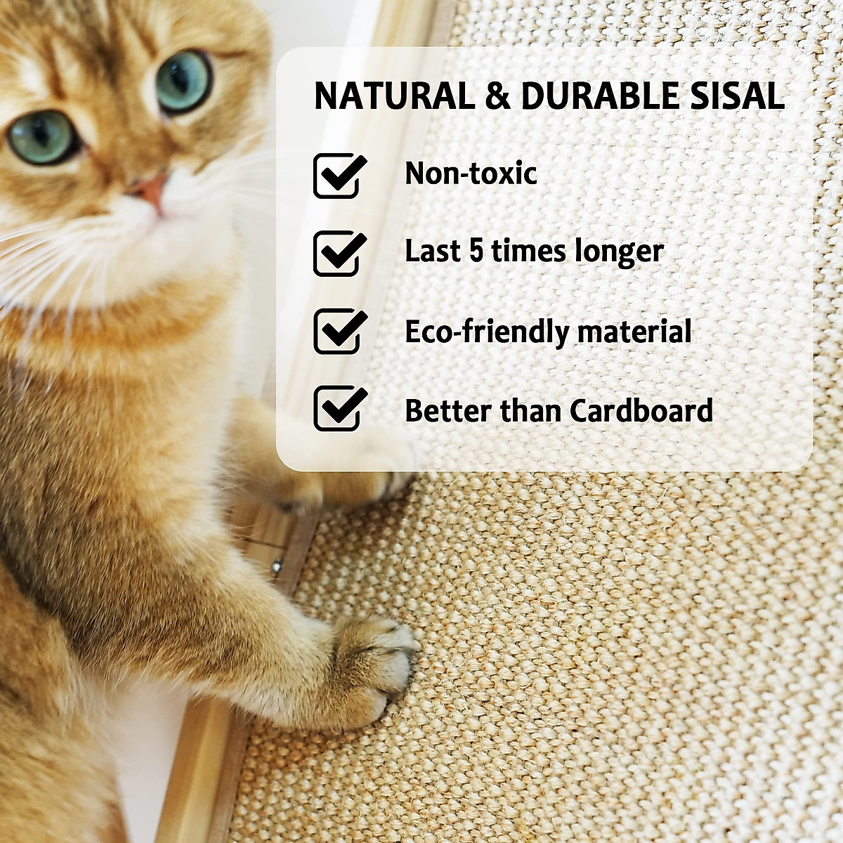 Meeyoview Cat Scratcher, L-Shape Cat Scratching Pad, Cat Scratch Furniture Protector, Durable and Natural Sisal Cat Scratching Post for Indoor Cats