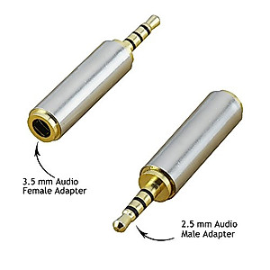 NETVIP 2.5mm Male to 3.5mm Female Audio Adapter Gold Plated 2.5mm to 3.5mm Adaptateur TRRS Converter Premium Sound Quality 3 Ring Earphone Headset Stereo Adapter Jack (Stereo or Mono)-2 Packs