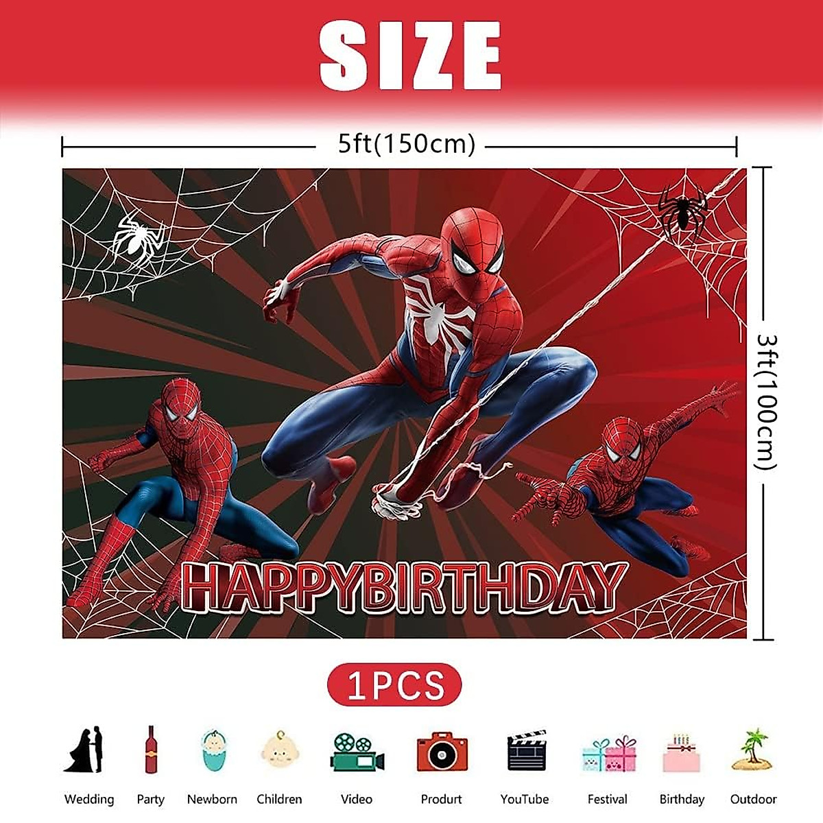 Spider Party Balloons Arch Garland Kit, 115 Pieces Latex Balloons with Foil Balloons Happy Birthday Backdrop for Kids Birthday Party Baby Shower Decorations