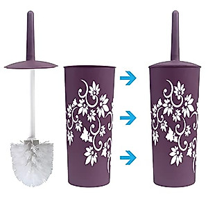 Blue Donuts Bathroom Accessories Set Complete, Toilet Brush and Holder, Trash Can, Toothbrush Holder, Purple, 7 Pieces