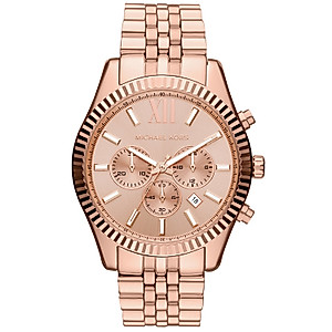 Michael Kors Lexington Chronograph Rose Dial Rose Gold-plated Mens Watch MK8319