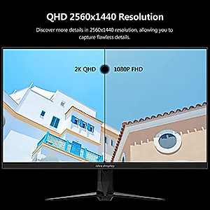 idea display 170Hz Gaming Monitor 27-inch 1440P (Supports 144Hz) Computer TN 2K QHD 2560X1440 1ms 1.07B Display Colors 90% DCI-P3 HDMI Displayport Frameless Freesync HDR Speaker LED G27Q