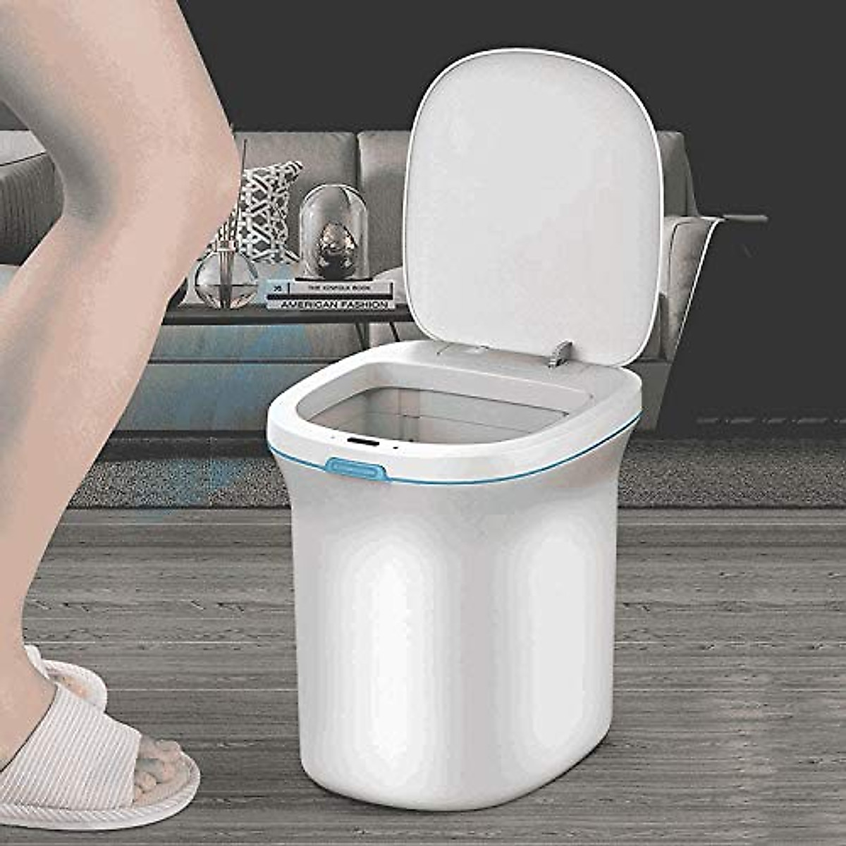 LXXSH Creative Electric Trash Can Household Induction Trash Can with Lid Smart Touchless Kitchen Toilet Trash Can (Size : 14l)