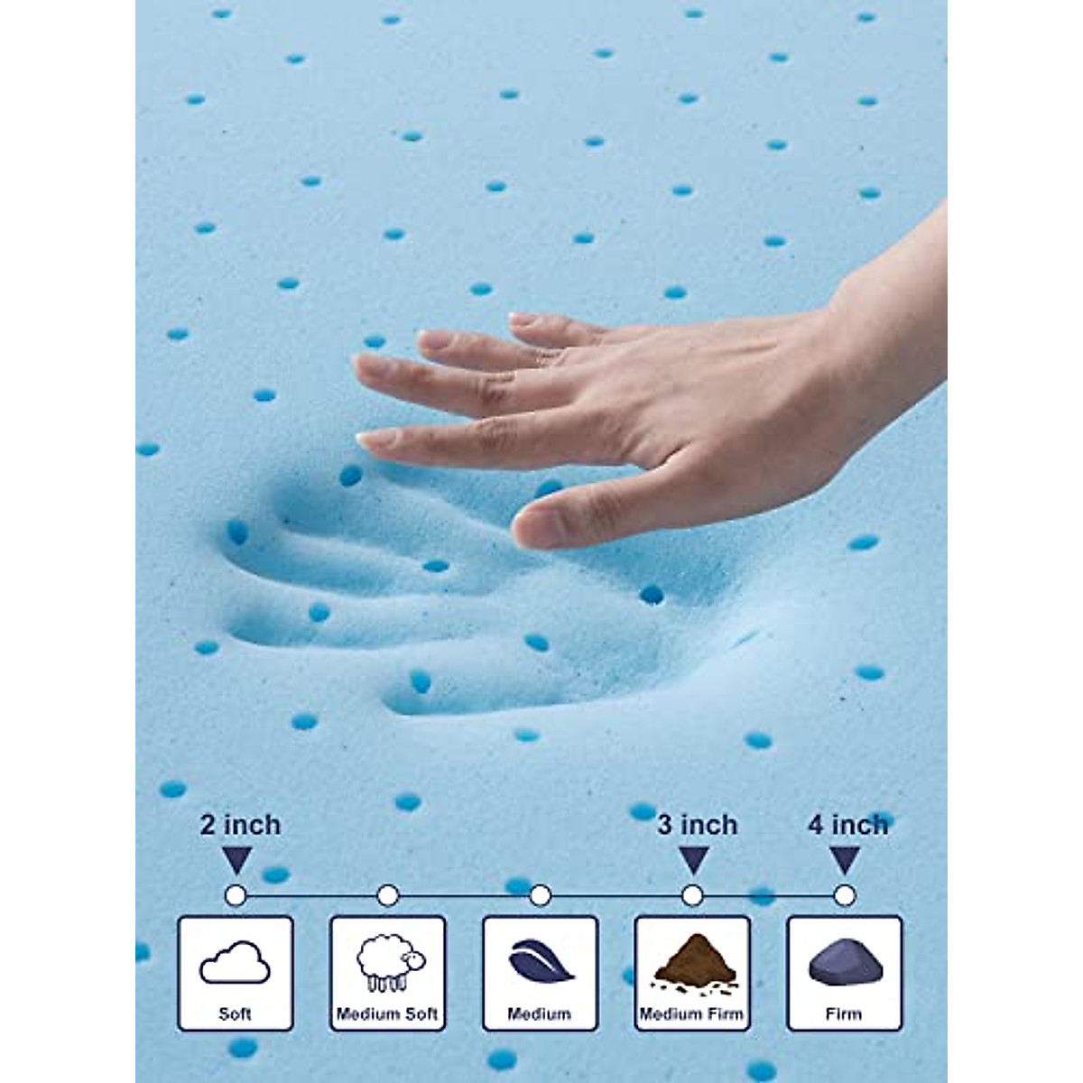 Sleepmax 4 Inch Firm Mattress Topper Full - Gel Memory Foam Mattress Topper - High Density Foam Mattress Pad for Back Pain, Firm Foam Bed Topper with Removable Cover