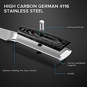 MOSFiATA 5” Chef Knife and 3.5" Fruit Knife Set with Knife Sheath, German High Carbon Stainless Steel EN.4116 with Micarta Handle and Gift Box for Vegetable and Fruit Cutting