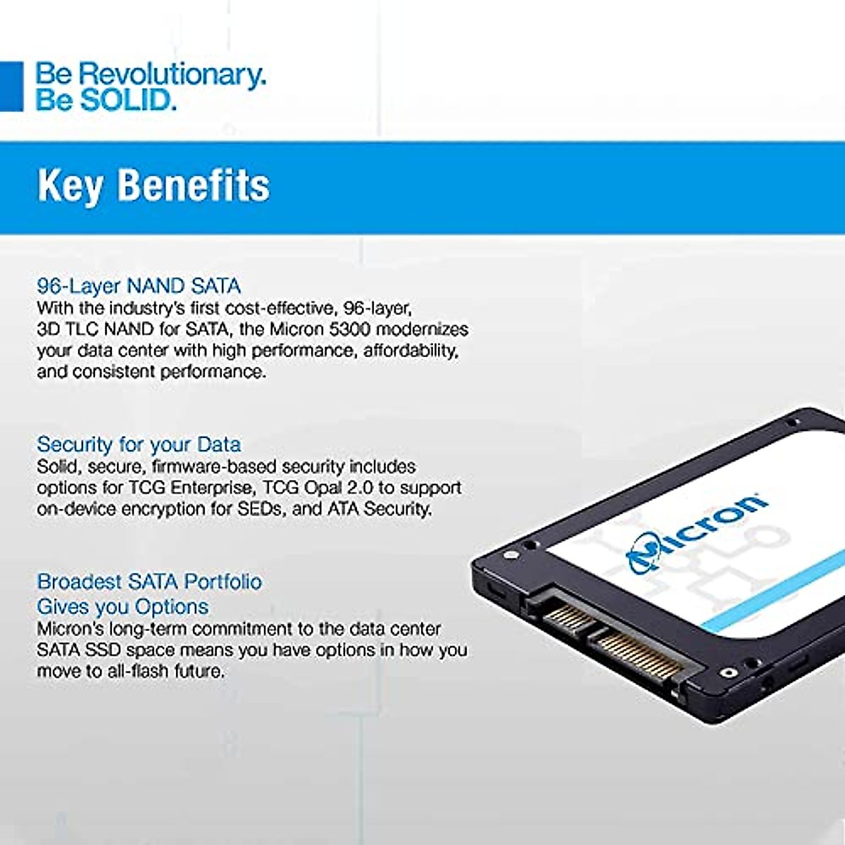 Micron 5300 PRO 1.92 TB Solid State Drive - 2.5" Internal - SATA - Read Intensive - Server, Storage System Supported - 5256 TB TBW - 540 MB/s Maximum Read Transfer Rate - 256-bit Encryption Standard