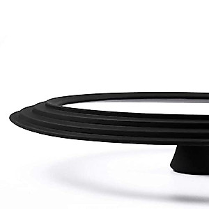 Universal Lid for Pots,Pans and Skillets - Tempered Glass with Heat Resistant Silicone Rim Fits 10.5", 11" and 12" Diameter Cookware,Black