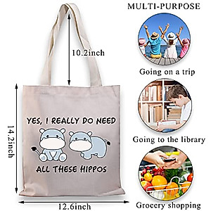 BDPWSS Hippo Tote Bag Hippopotamus Gift Hippo Lover Gift Yes I Really Do Need All These Hippos Inspirational Shoulder Bag (Need all hippos TG)