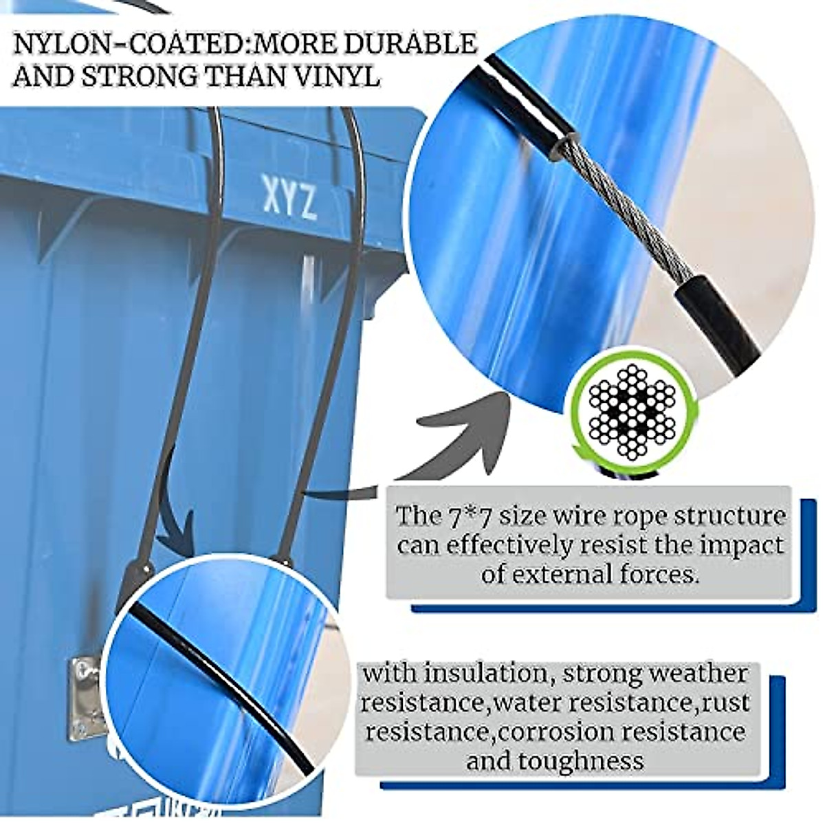 tofeer Trash Can Lid Lock,Heavy Duty Bear Proof Trash Can Lock Wire Rope Universal Lid Lock Cord Garbage Cans Latch Lock for Animals, Squirrels, Dogs, Raccoons