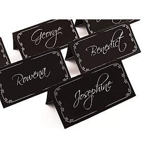 Summer-Ray 48 Black Modern Wedding Place Cards with White Rim Seating Cards Escort Cards