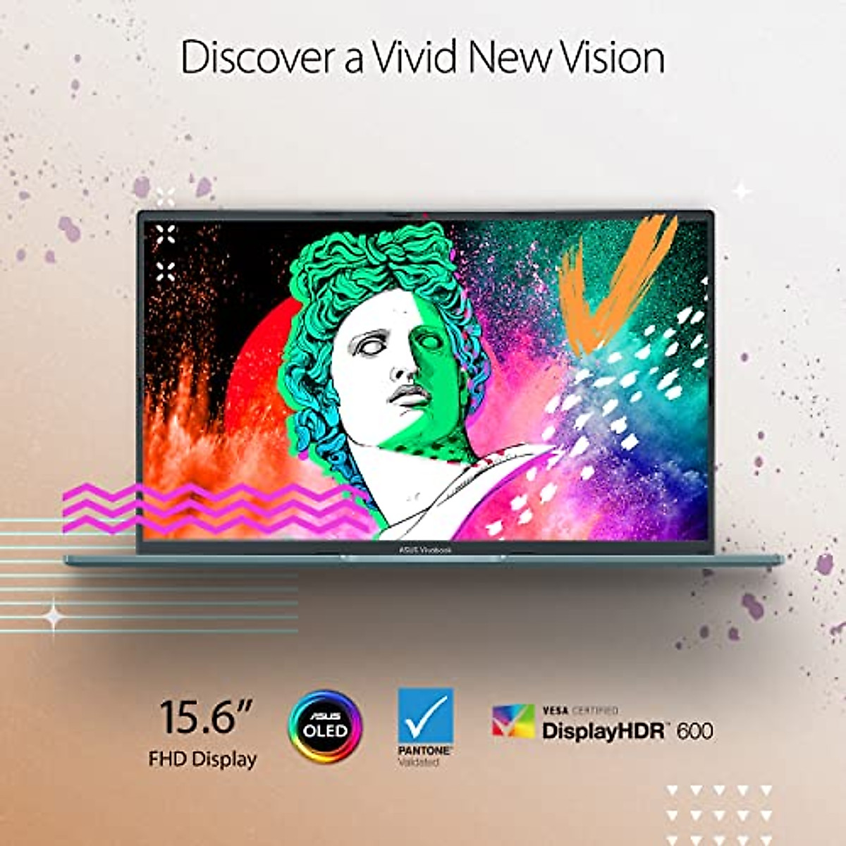 ASUS VivoBook 15X OLED Laptop, 15.6" OLED Display, AMD Ryzen 7 5800H CPU, AMD Radeon GPU, 16GB RAM, 512GB SSD, Windows 11 Home, Quiet Blue, M1503QA-ES74