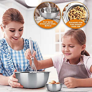 mixing bowl Set of 6 - stainless steel - Polished Mirror kitchen bowls - Set Includes ¾, 2, 3.5, 5, 6, 8 Quart - Ideal For Cooking & Serving - Easy to clean - Great gift