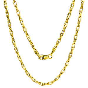 JEWELHEART 14K Real Gold Twisted Necklace For Women - 2.2mm Diamond Cut Braided Chain Link Necklace - Dainty Yellow Gold Pendant Necklace with Lobster Clasp 24"