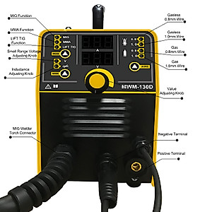 MYYWELD Mig Welder 130D, 110/220V Dual Voltage Gas/Gasless multiprocess welder, Solid Wire/Flux MIG/Stick ARC/Lift TIG 4 in 1, IGBT Inverter Welding Machine