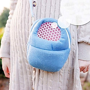 Heave Pet Carrier Bag Portable Small Animals Breathable Mesh Pouch Outgoing Travel Backpack Sleeping Bed for Hamster Guinea Pig Hedgehog Suger Glider Squirrel Blue S