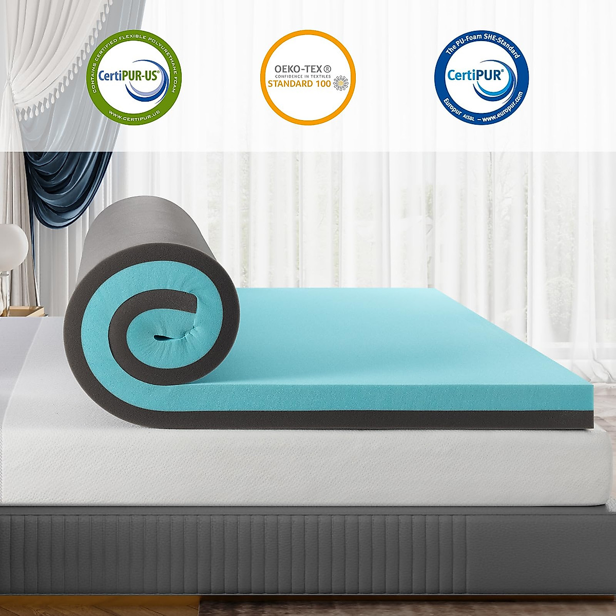 Maxzzz 4 Inch Full Size Mattress Topper, Gel Memory Foam Mattress Topper, CertiPUR-US Certified, 74 * 54 inches.