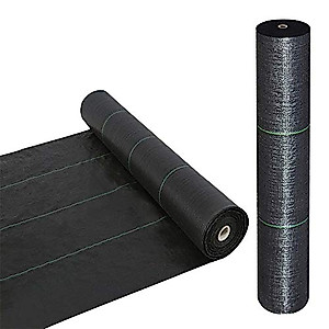 Goasis Lawn Weed Barrier Control Fabric Ground Cover Membrane Garden Landscape Driveway Weed Block Nonwoven Heavy Duty 125gsm Black,3FT x 300FT