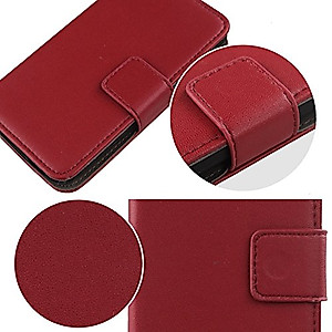 Cheshaoping Genuine Leather Case for Emporia Happy E30 1.8" Wallet Premium Flip Protection Cover Skin Pouch with Card Slot (Dark Red)