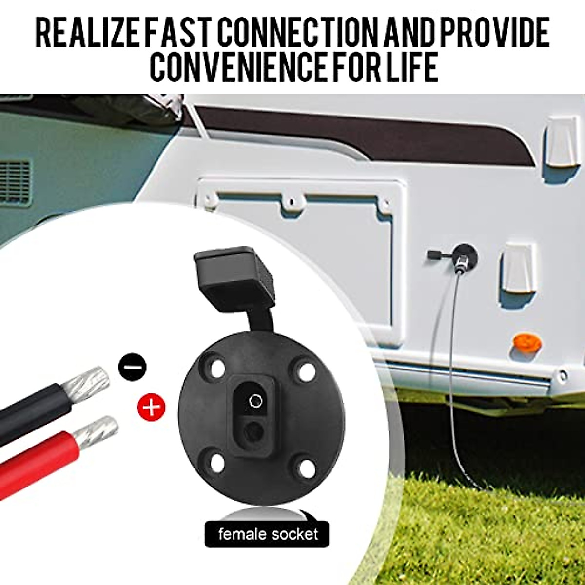 PAEKQ 12AWG Weatherproof Solar SAE Power Socket Sidewall Port SAE Quick Connector Harness Plug and SAE Connector Extension Cable for Solar Panel RVs Motorcycle Generator Battery Charger(1FT)