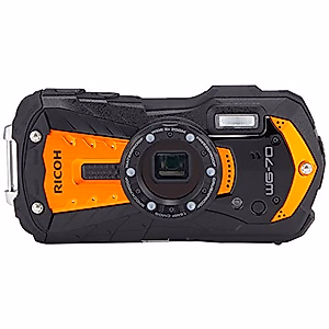 Ricoh WG-70 Black Waterproof Digital Camera 16MP (Orange) (Intenational Model)