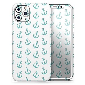 Design Skinz Teal Micro Anchors - DesignSkinz Protective Vinyl Decal Wrap Skin Cover Compatible with The Apple iPhone 5s/SE (2013-2019) (Full-Body, Screen Trim & Back Glass Skin)