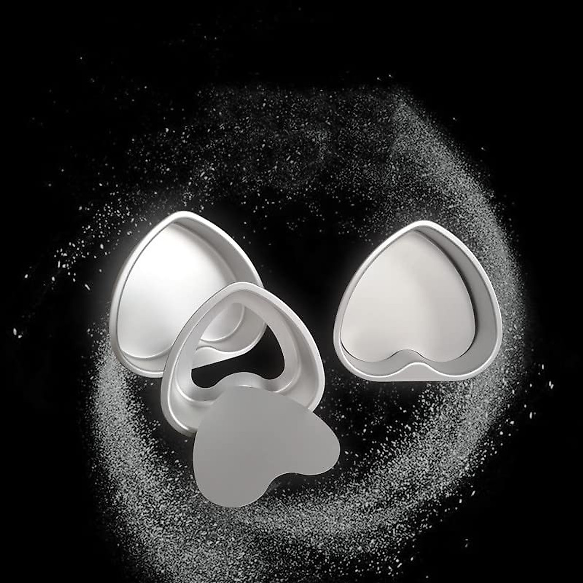 XIGUI 4 Pieces Heart Shaped Cake Pans-4 Inch Cake Pans-with Removable Bottom Cake Dessert Baking Mould- for Kitchen Birthday Valentine Day Wedding