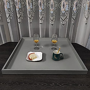 Fuanrun 30 * 30 inches high-end Light Luxury Leather Square Oversized Service Tray, Coffee Tray, Food Tray, Family Dinner, Out-of-House Picnic, Party Party Essential Tray (Grey)