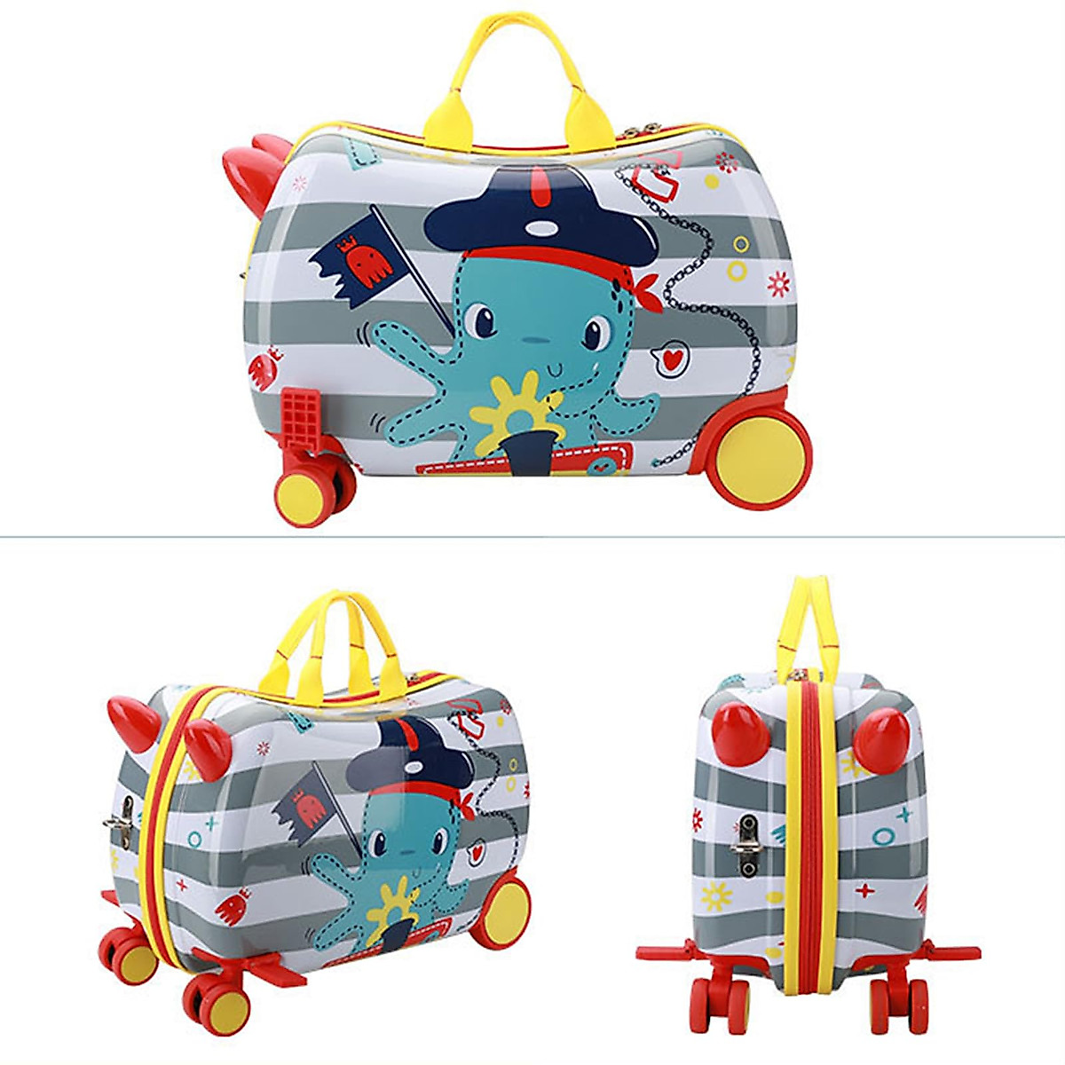 LemoHome Kids ride-on Suitcase carry-on luggage for kids,Travel Suitcase Toddler Luggage With Wheels,Hard Luggage for Women and Men (Multi-colored)