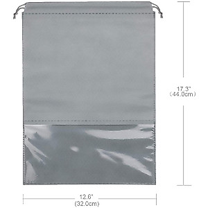 Medsuo 3pcs Breathable Large Non-Woven Drawstring Travel Shoe Bag with Transparent Slot for Men and Women for Boots High Heel Shoes and Sandals (Light Grey)