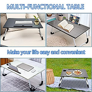 Folding Laptop Desk, Built-in Cup Slot, Book Stand, Portable Bed Tray Table Suitable for Study Writing Eating on Bed Couch Sofa Office Camping Party (60 * 40cm Black)