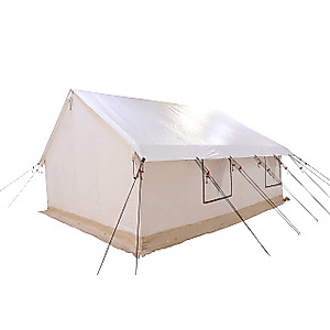 Flysheet for Alpha Wall Tent, Guy Ropes, D-Ring, Metal Runner & Stakes Included for Hunting, Family Camping & Outdoor Activities (14'x16', PE)