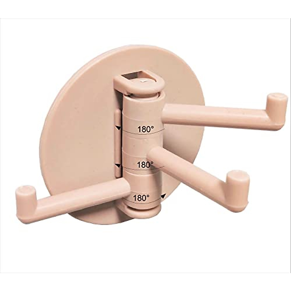 Fineget Wall Hooks for Hanging Adhesive Bathroom Kitchen Hooks Desk 3 Rotatable Arms Round Sticky Hooks Pnk 2 Pairs