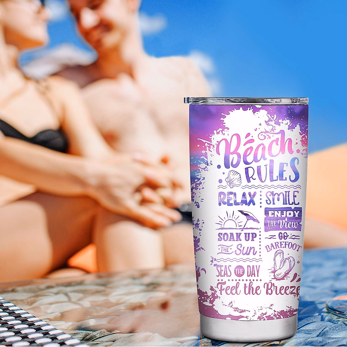 Rudicaxi Beach Tumbler Gifts for Women, Best Beach Themed Gift Ideas for Beach Lover, Beach Cup for Girls Friends Sister Daughter, Life is the Better at the Beach 20oz Stainless Steel Tumbler