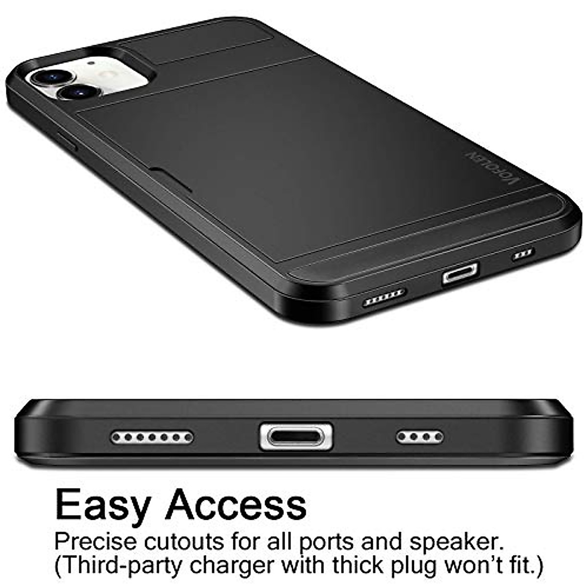 Vofolen Compatible with iPhone 12 Mini Case 5G Wallet Cover Credit Card Holder Slot Sliding Door Hidden Back Pocket Anti-Scratch Dual Layer Protective Shell Compatible with iPhone 12 Mini Black